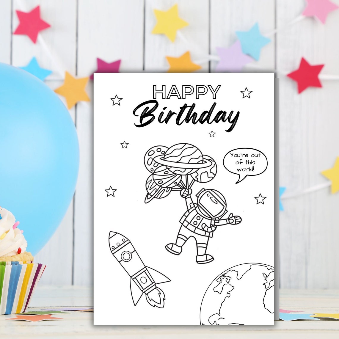 Colorable Kids Birthday Card Printable- Color Your Own Birthday Card ...