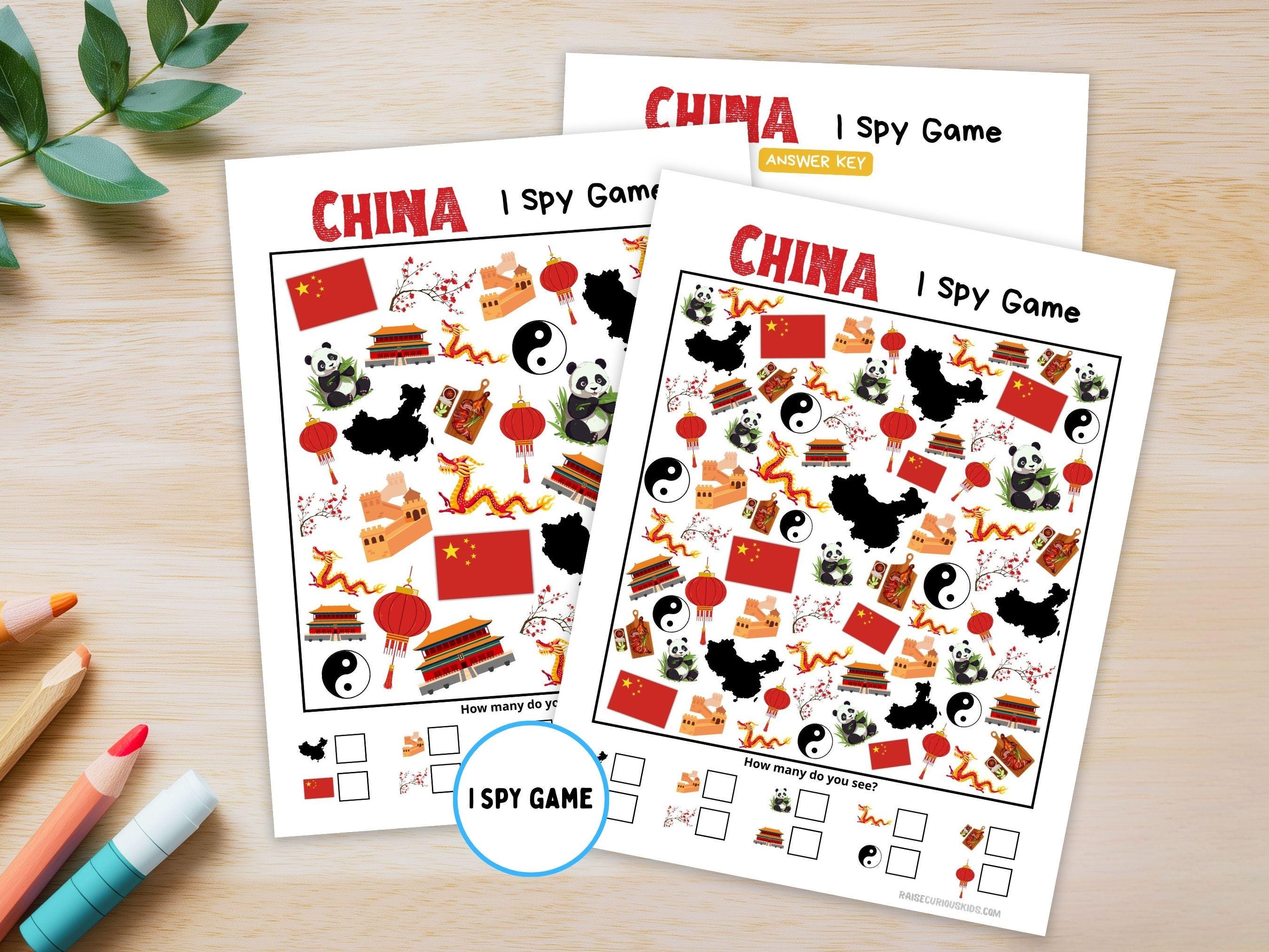 China Activities for Kids- China I Spy Game, China Flag Craft, China ...