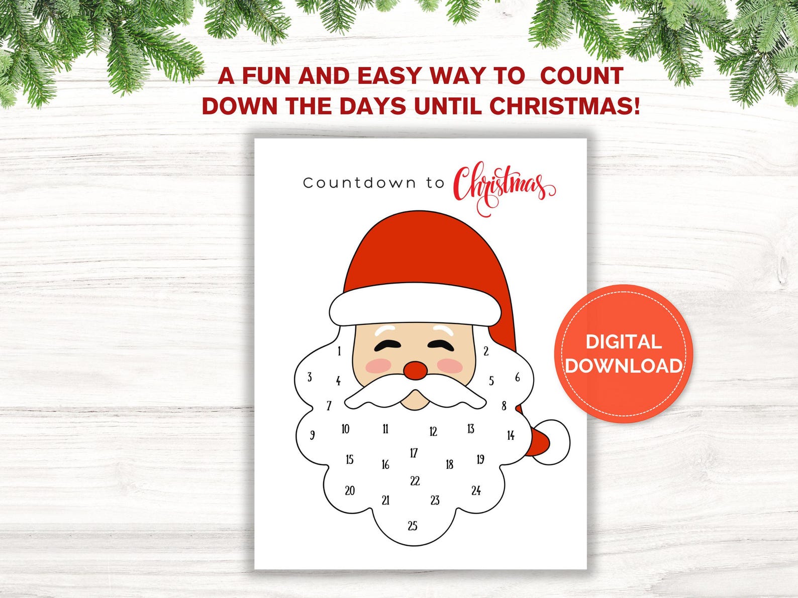 Santa Christmas Countdown for Kids, Christmas Advent Calendar for Kids ...