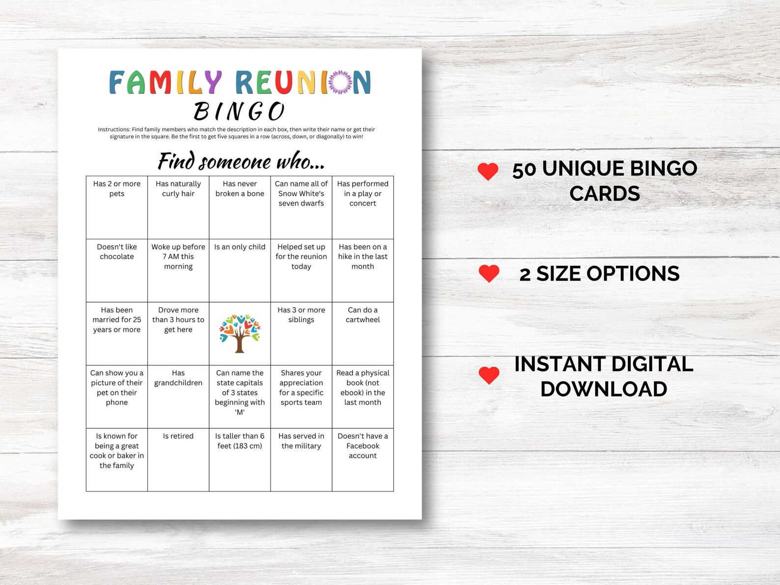 Family Reunion Bingo Cards- Family Reunion Icebreaker Games- Mix and ...