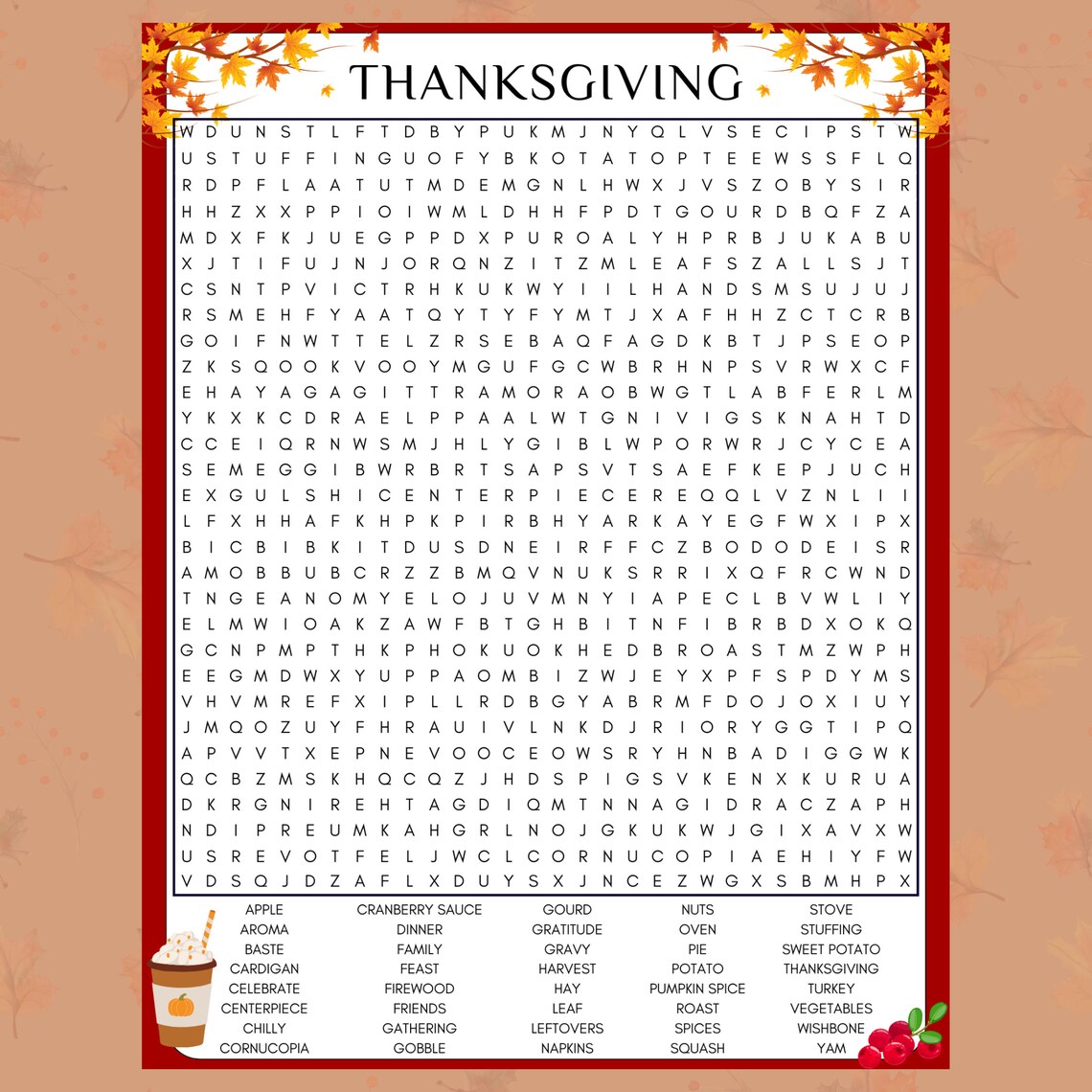 Thanksgiving Word Search Bundle, Printable Digital Download for ...