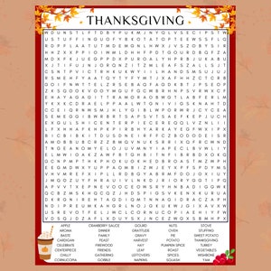 Thanksgiving Word Search Bundle, Printable Digital Download for ...