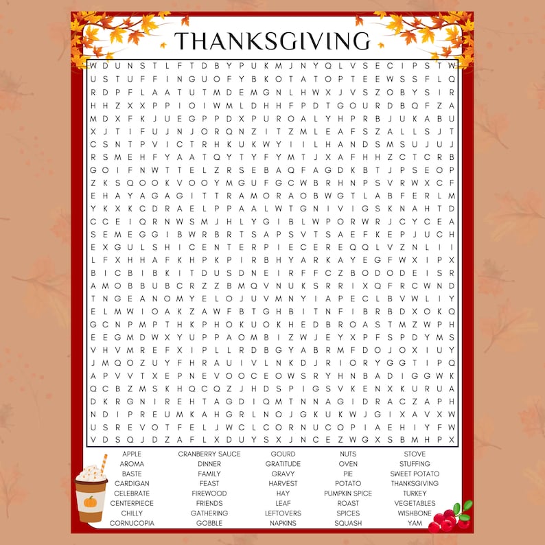 Thanksgiving Word Search Bundle, Printable Digital Download for ...