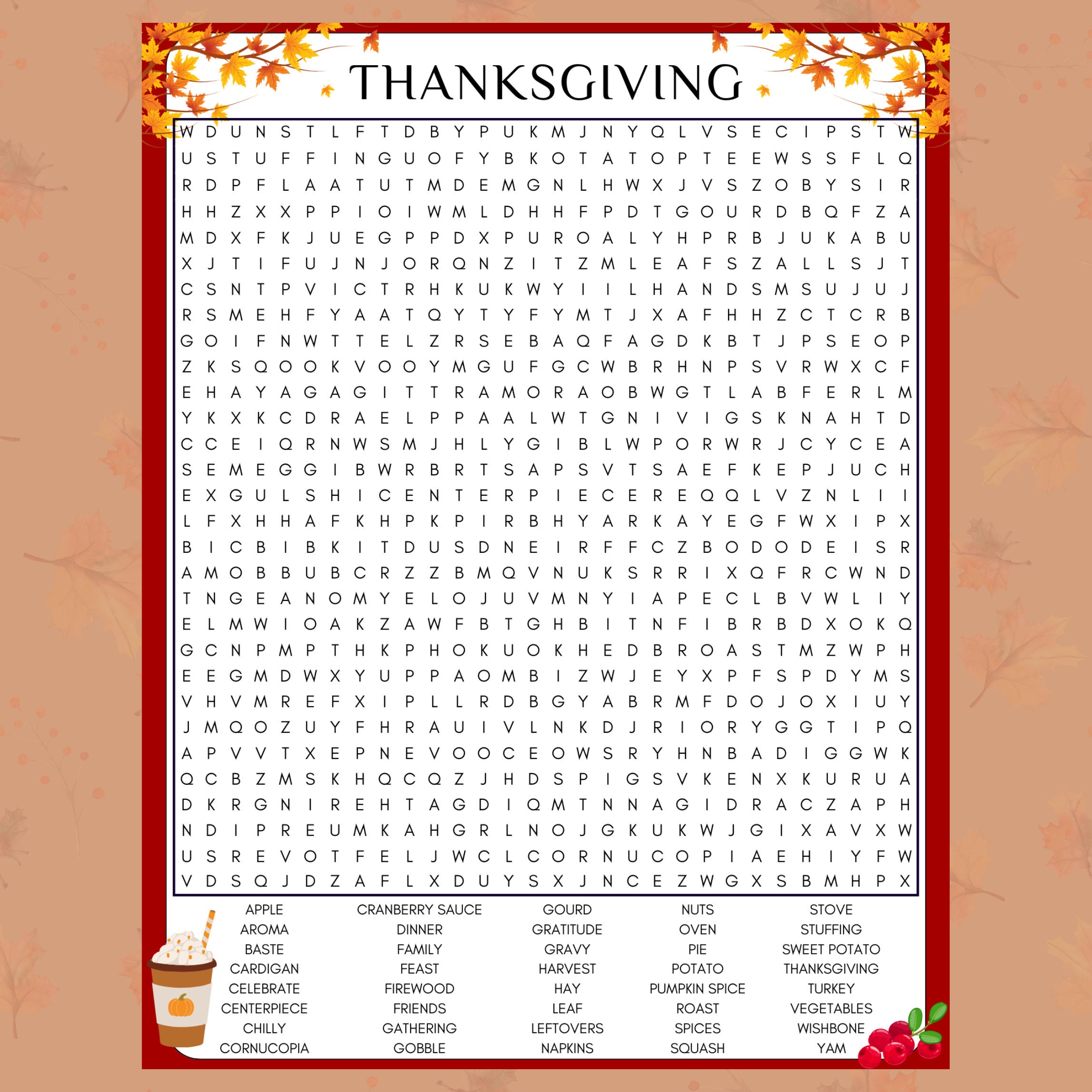 Thanksgiving Word Search Bundle, Printable Digital Download for ...