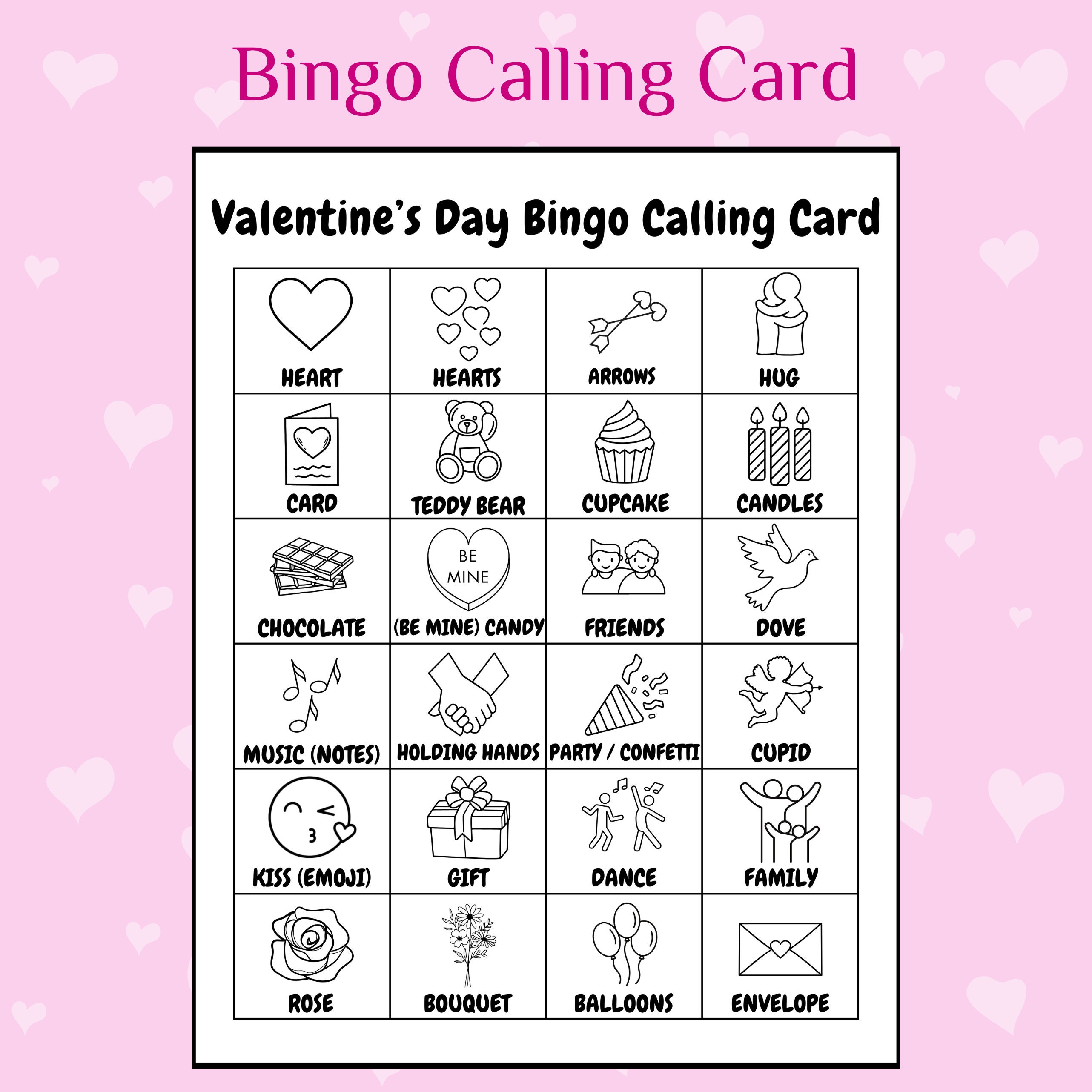 Valentine's Day Bingo Coloring Cards, 30 Unique Game Cards to Color ...