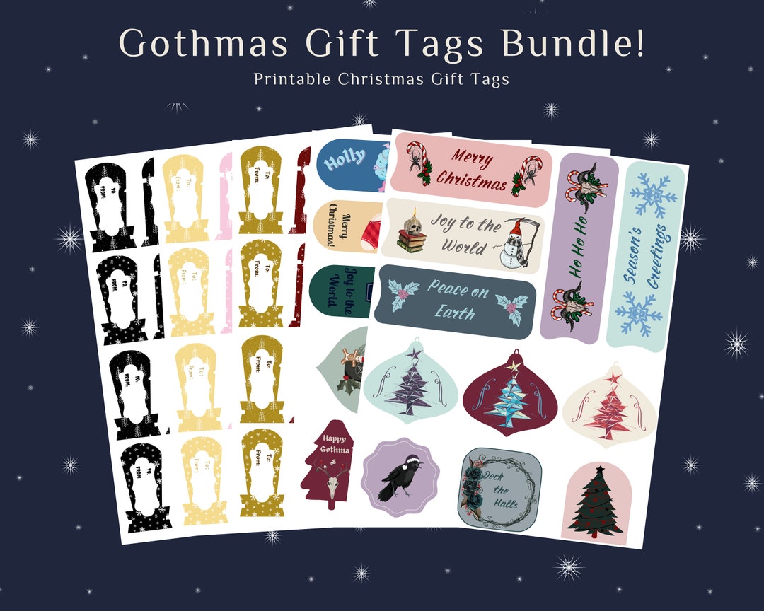 Gothic Christmas Gift Tags Bundle Printable Gothmas Present - Etsy