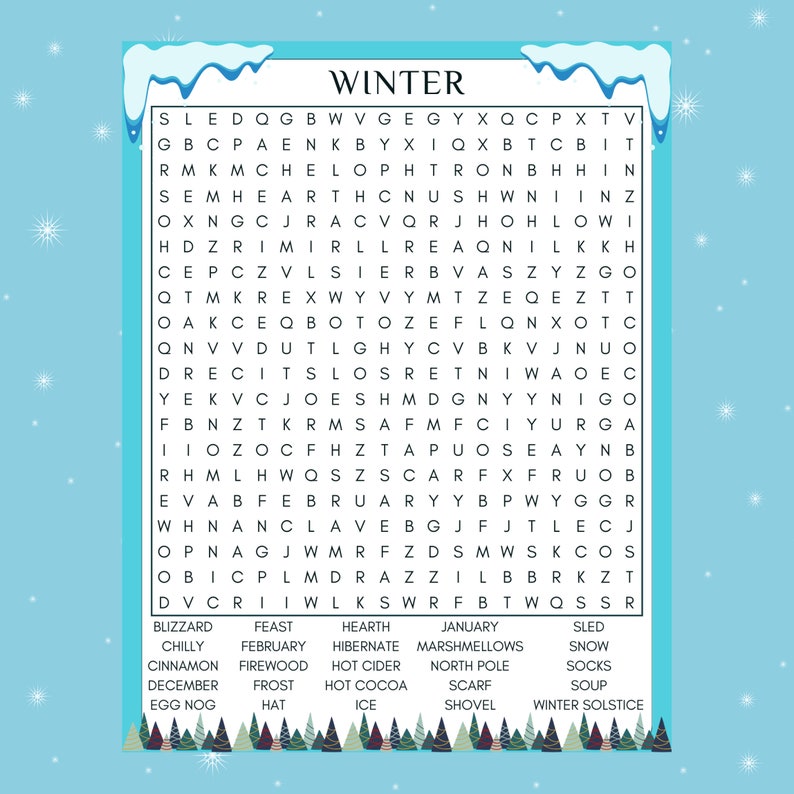 Winter Word Search Puzzle Bundle, All Ages (digital Download) - Etsy
