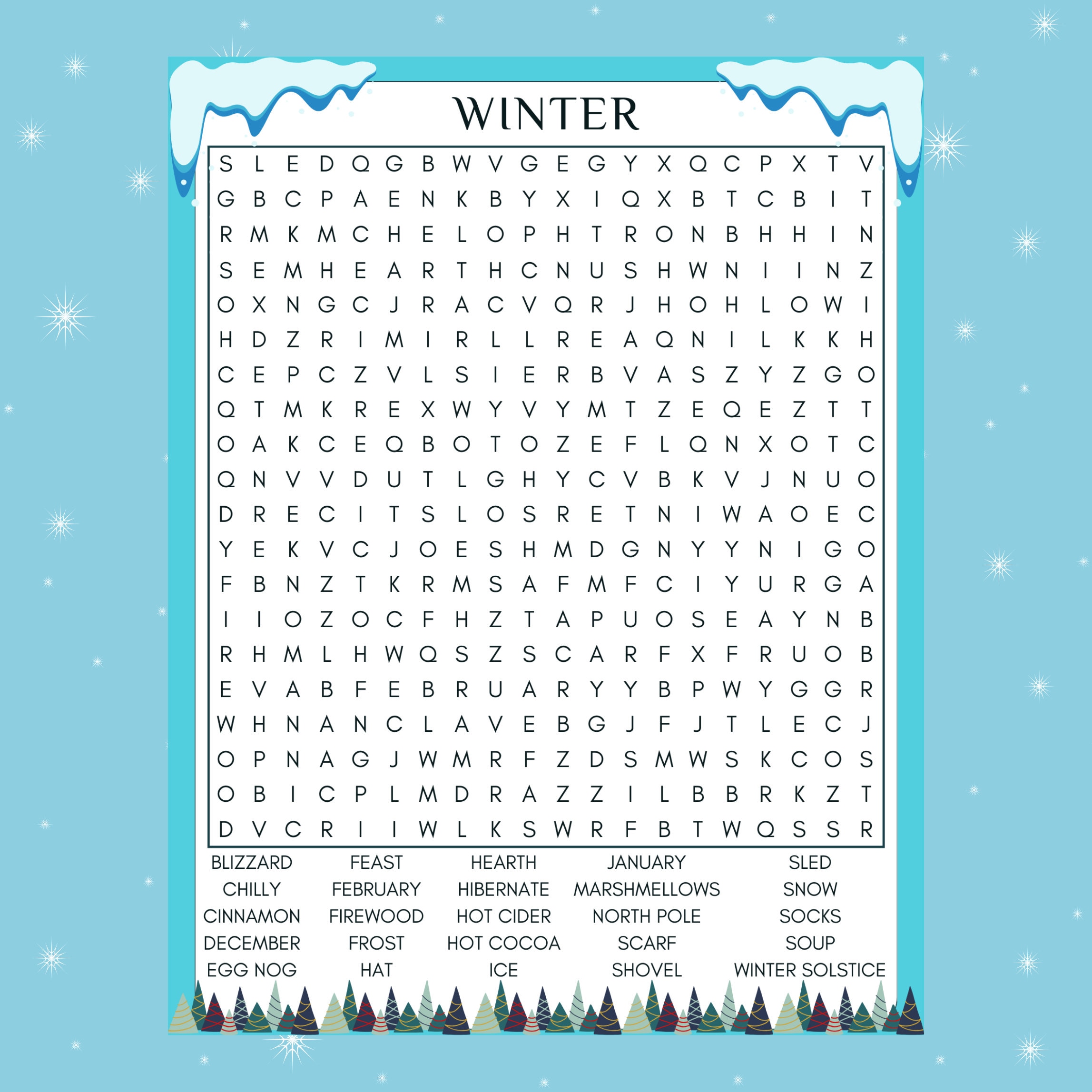 Winter Word Search Bundle, Printable Digital Download for Winter ...