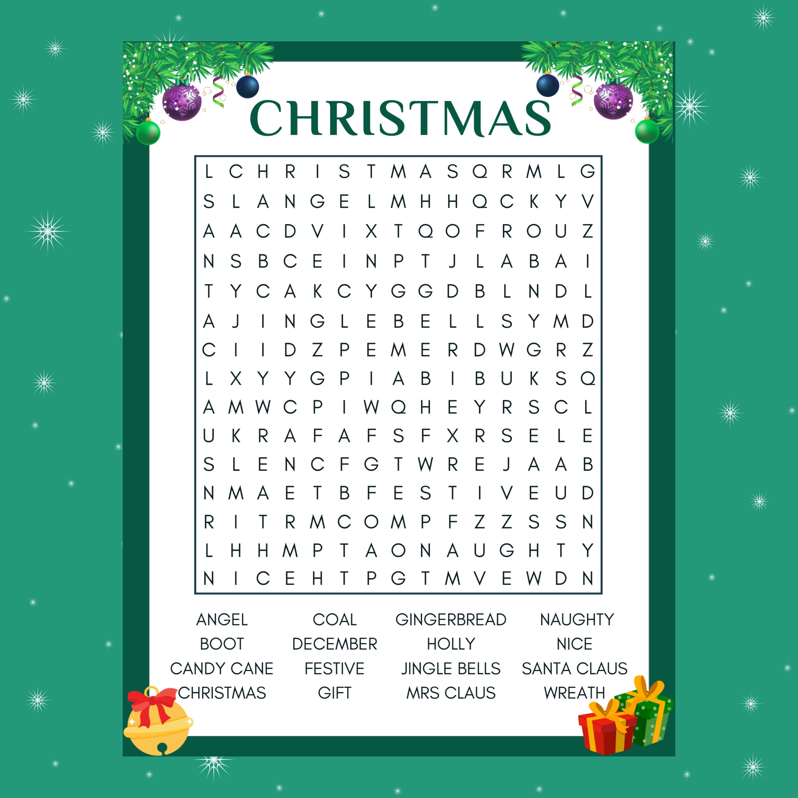 Christmas Word Search Bundle 1, Printable Digital Download for the ...