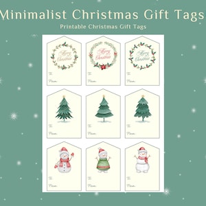 Simple Merry Christmas Gift Tags - Printable Minimalist Present Labels ...
