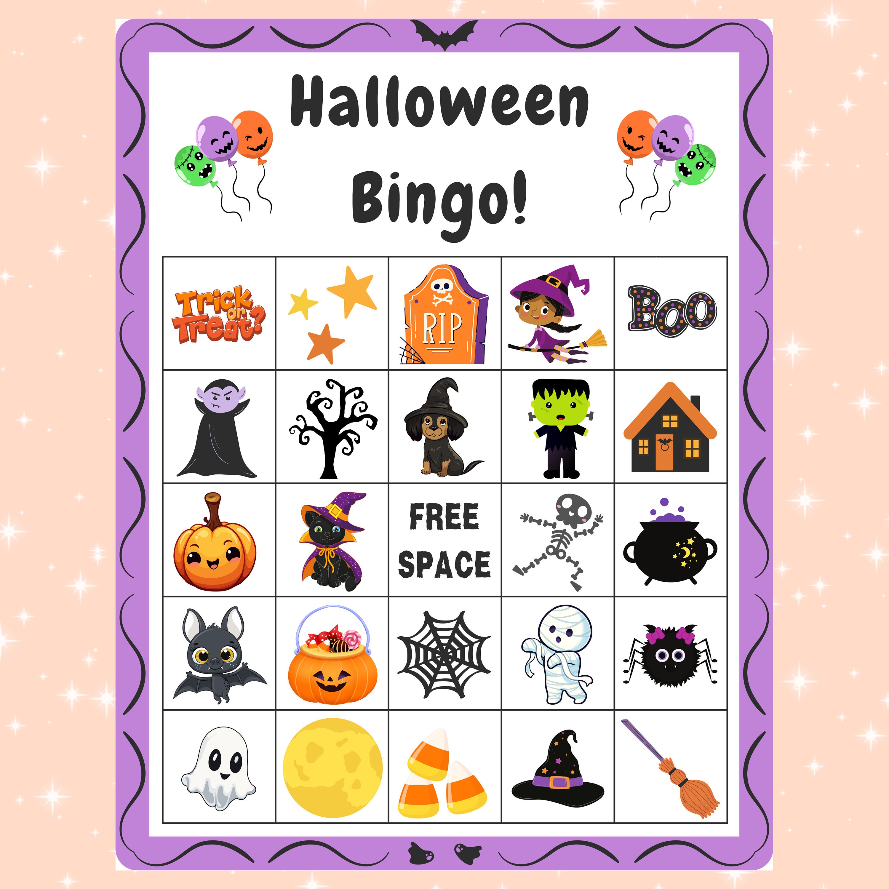 Halloween Bingo for Kids and Adults, Halloween Games for Family - Etsy