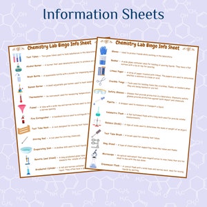 Chemistry Lab Bingo Cards, Educational Science Bingo Game, Information ...
