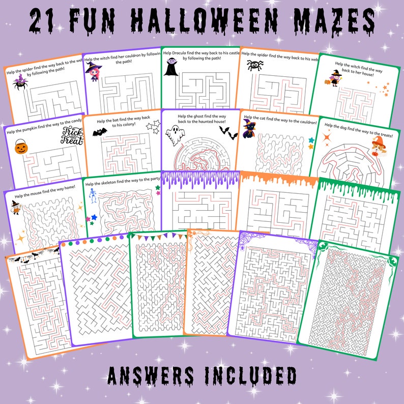 Halloween Mazes, 21 Printable Activities for All Ages (digital Download ...