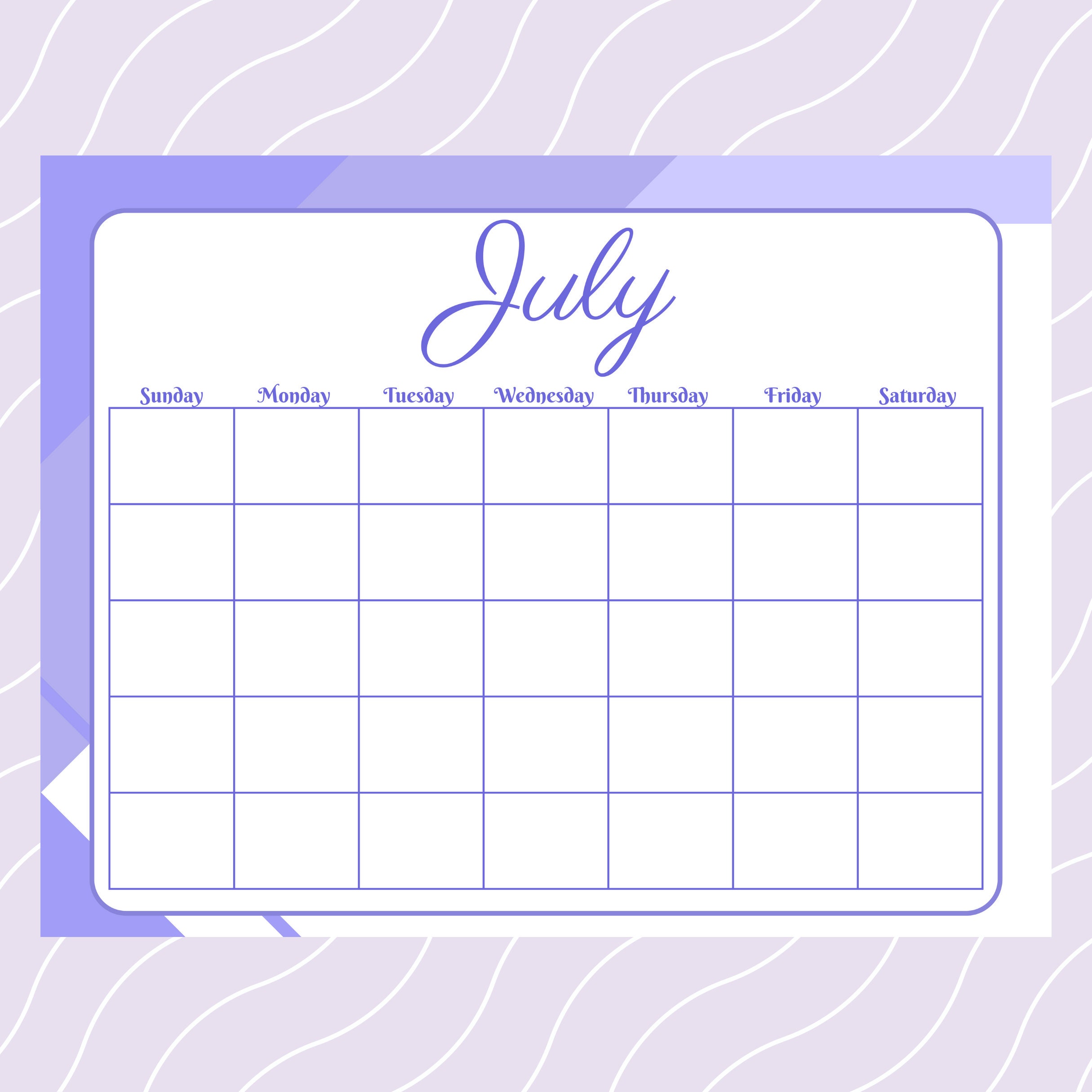 Undated Minimalist Color Calendar, Sunday and Monday Starts, Landscape ...