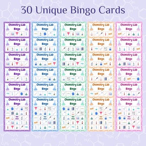 Chemistry Lab Bingo Cards, Educational Science Bingo Game, Information Sheet Included, 30 ...