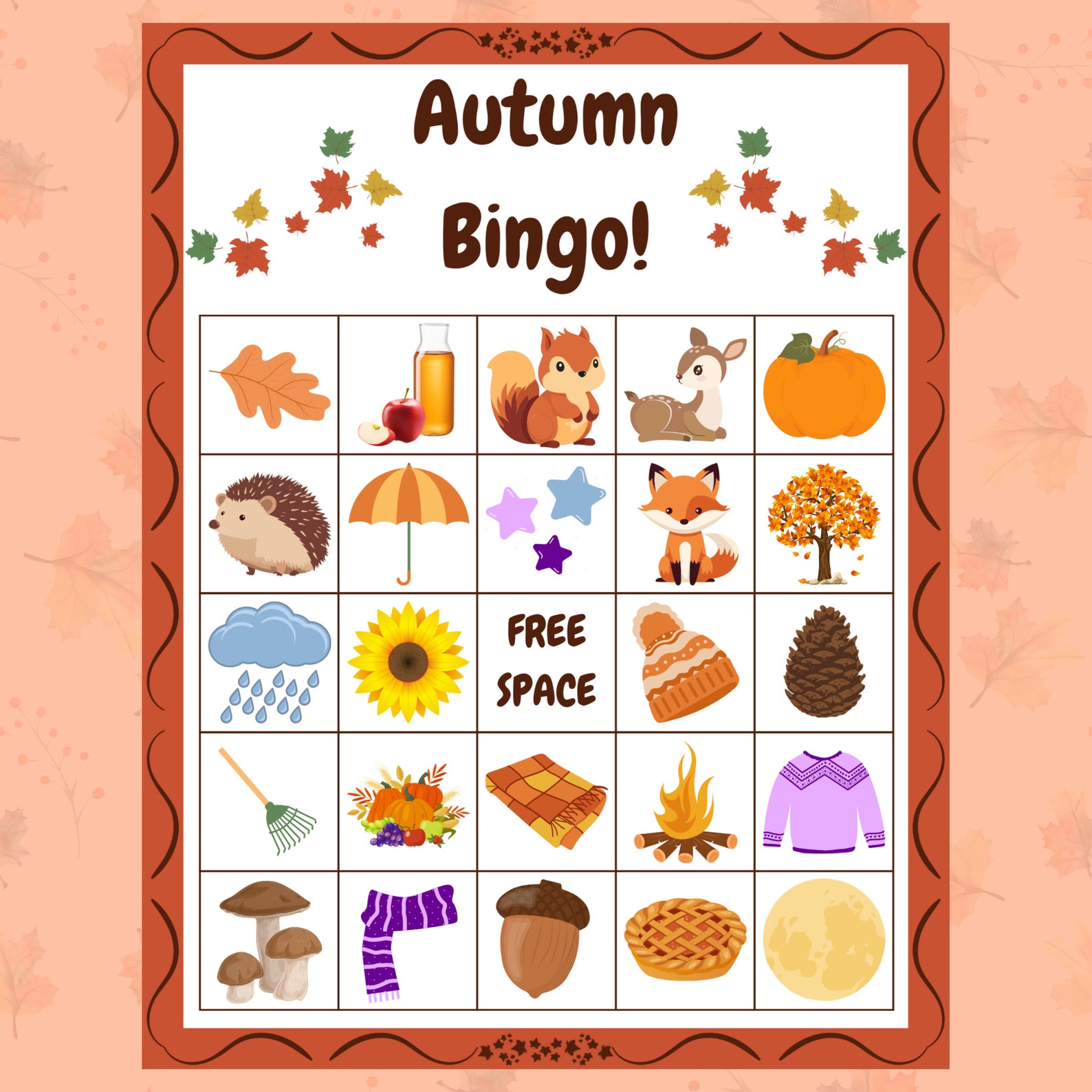 Autumn Bingo, Fall Bingo for Kids and Adults, Printable Bingo Cards ...