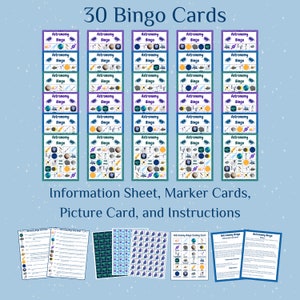 Astronomy Bingo Game, Outer Space Educational Bingo for Family, Friends ...