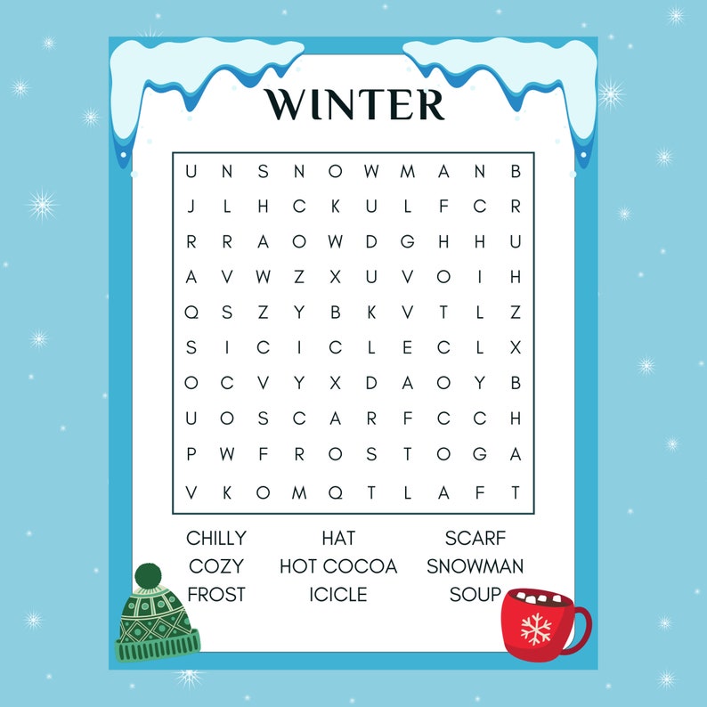 Winter Word Search Bundle, Printable Digital Download for Winter ...