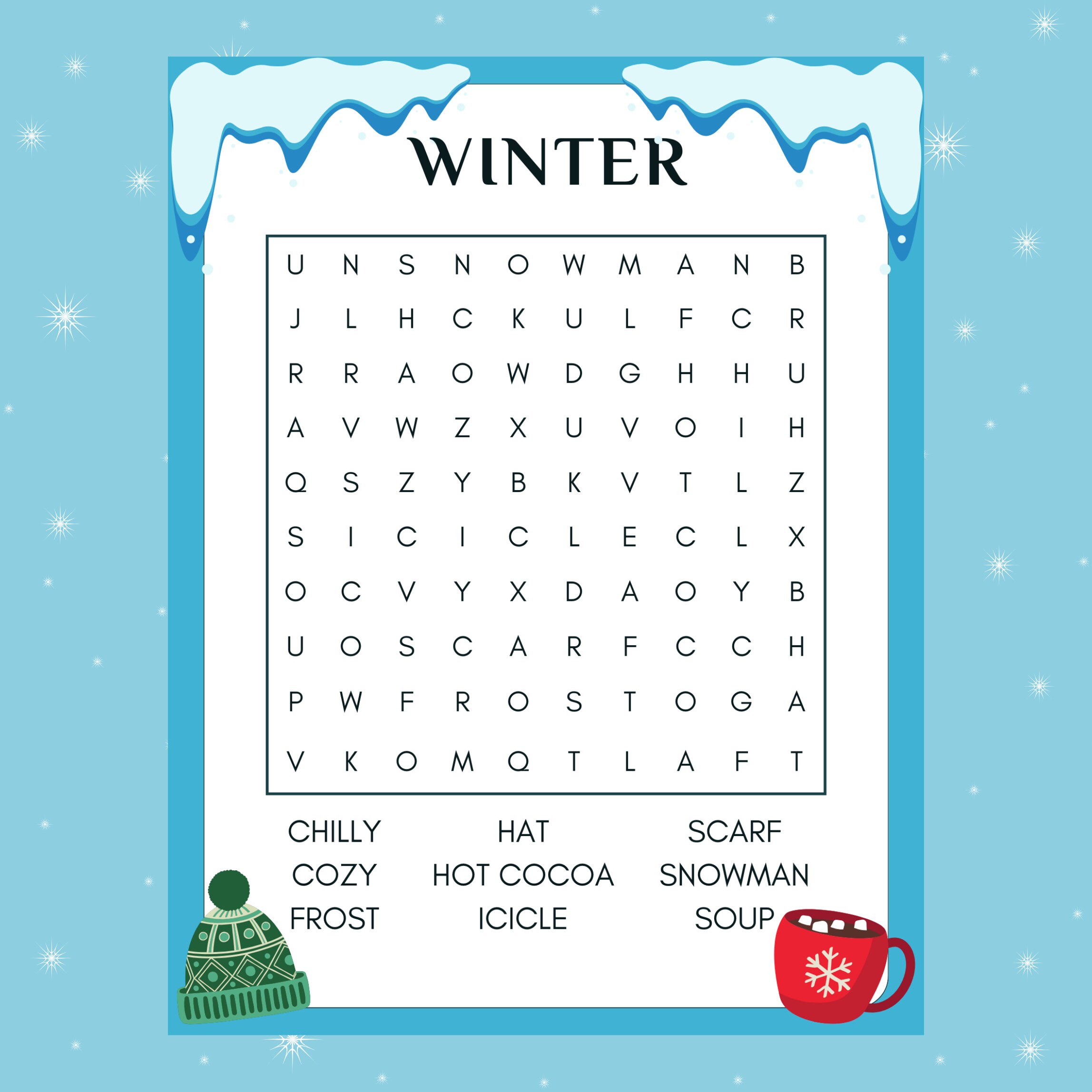 Winter Word Search Bundle, Printable Digital Download for Winter ...