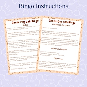 Chemistry Lab Bingo Cards, Educational Science Bingo Game, Information ...