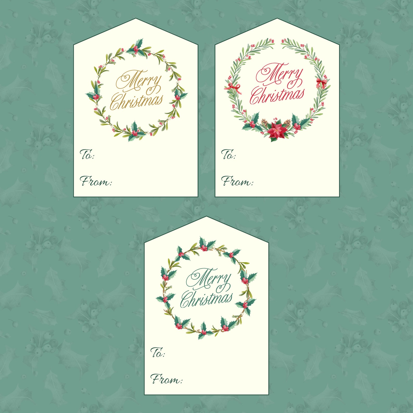 Simple Merry Christmas Gift Tags - Printable Minimalist Present Labels ...