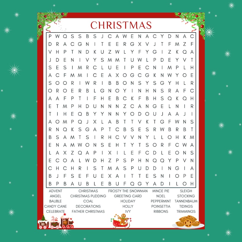 Christmas Word Search Bundle 1, Printable Digital Download for the ...