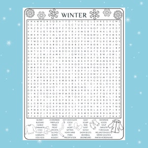 Winter Word Search Bundle, Black & White Printable (digital Download ...