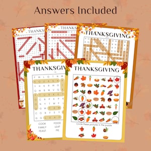 Thanksgiving Word Search Bundle, Printable Digital Download for ...