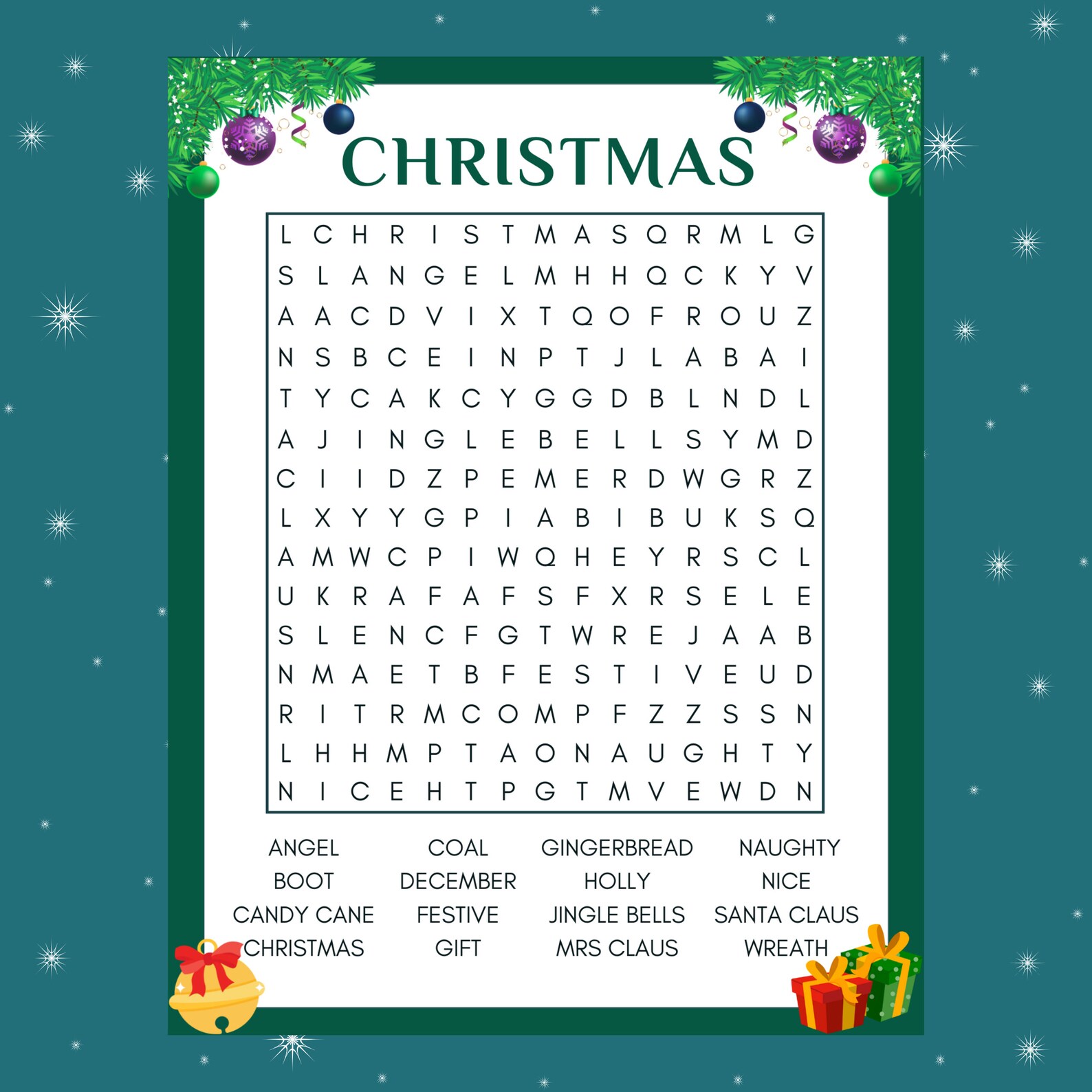 Christmas and Winter Word Search Bundle, Printable Digital Download for ...