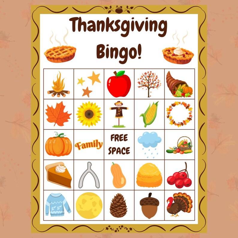 Thanksgiving Bingo for Kids and Adults, Printable Bingo Cards ...