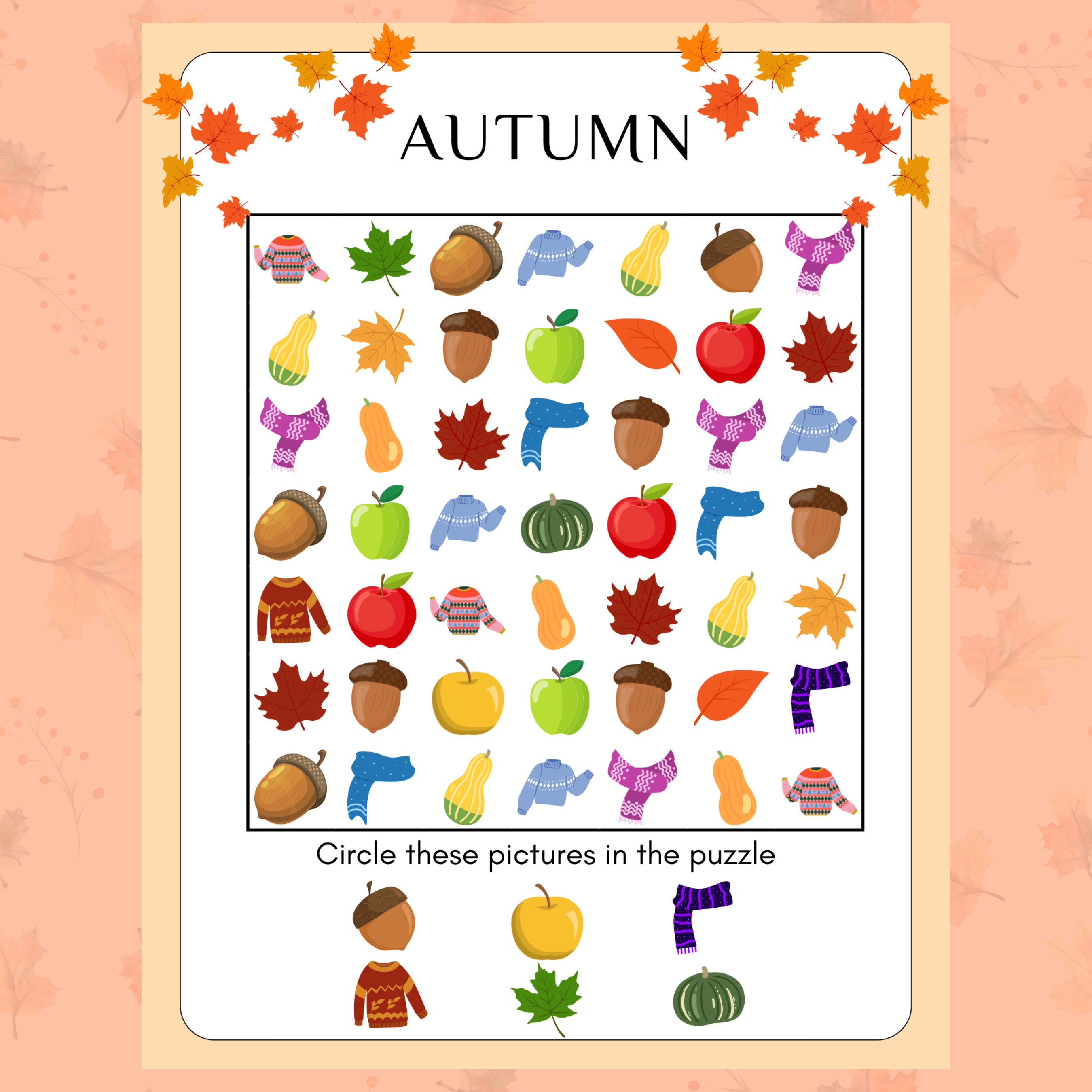 Autumn Word Search Bundle, Printable Digital Download for Fall, Fall ...