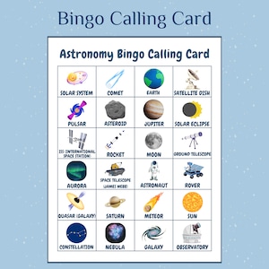 Astronomy Bingo Game, Outer Space Educational Bingo for Family, Friends ...