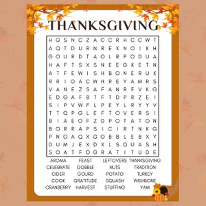 Thanksgiving Word Search Bundle, Printable Digital Download for ...