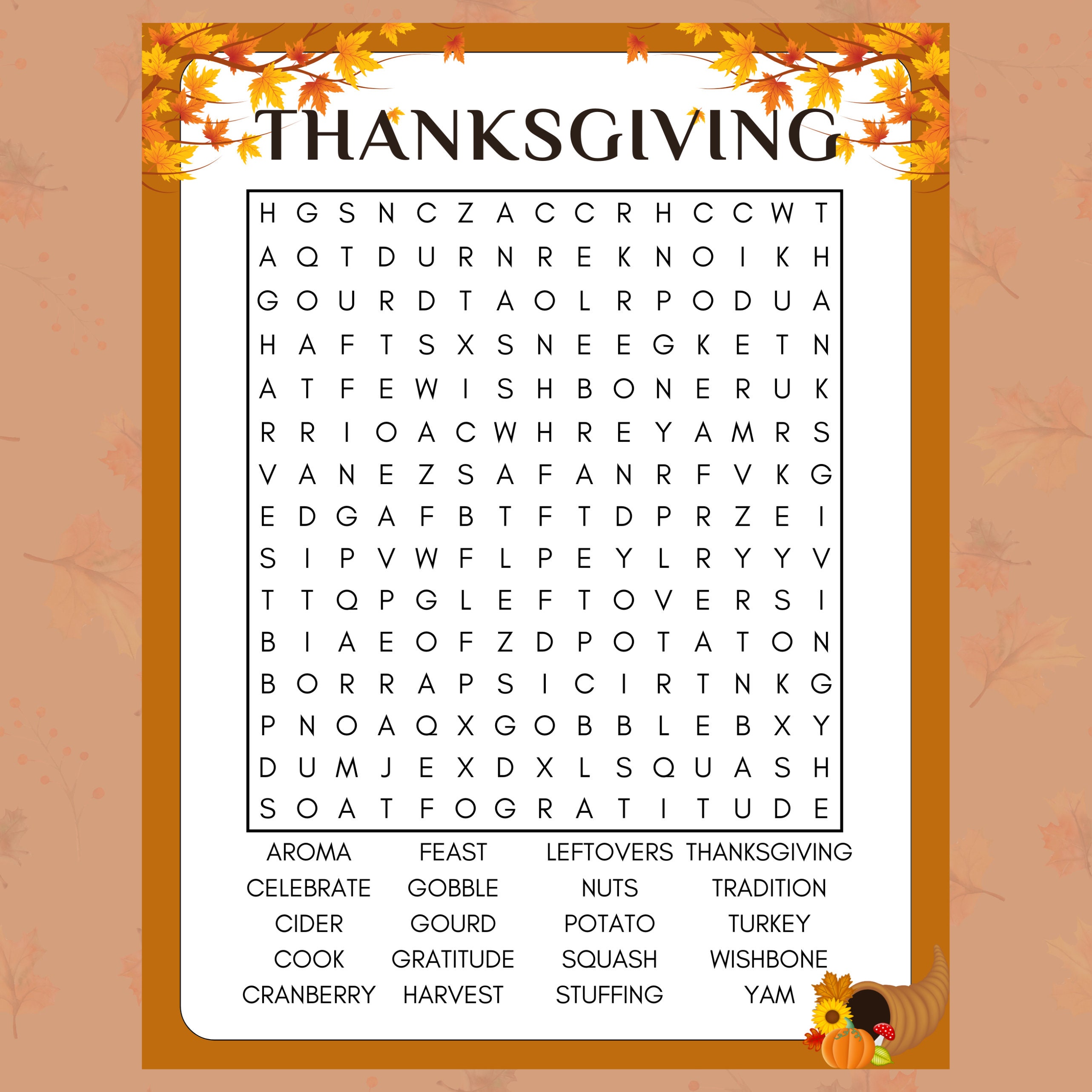 Thanksgiving Word Search Bundle, Printable Digital Download for ...