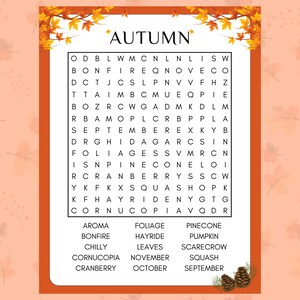 Autumn Word Search Bundle, Printable Digital Download for Fall, Fall ...