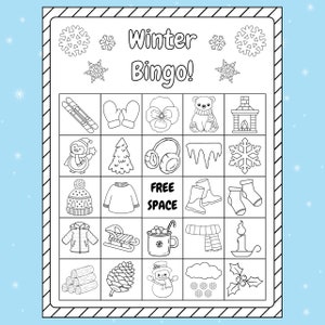 Winter Bingo Coloring Pages, 30 Unique Bingo Game Cards to Color In ...