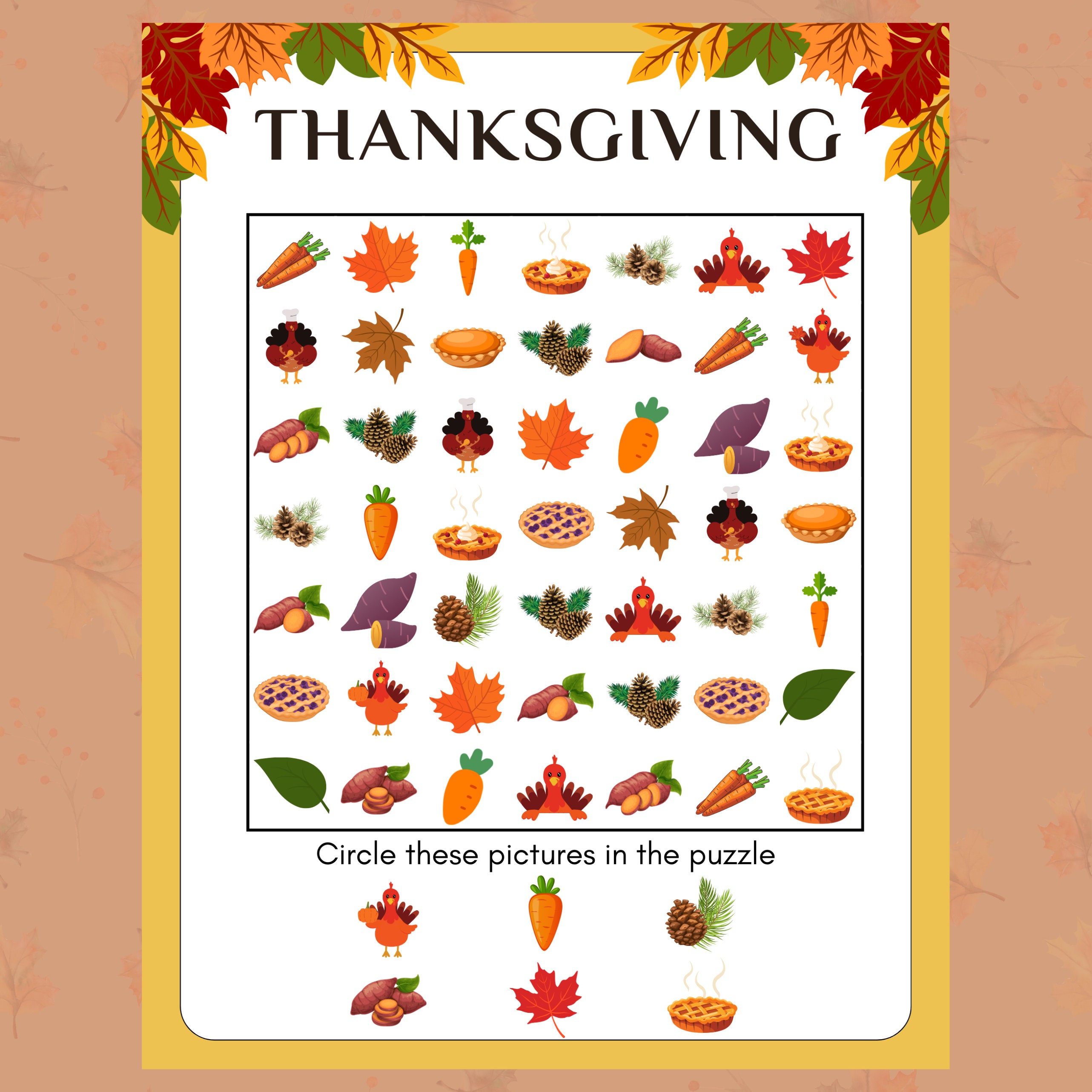 Thanksgiving Word Search Bundle, Printable Digital Download for ...