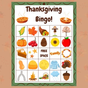 Thanksgiving Bingo for Kids and Adults, Printable Bingo Cards ...
