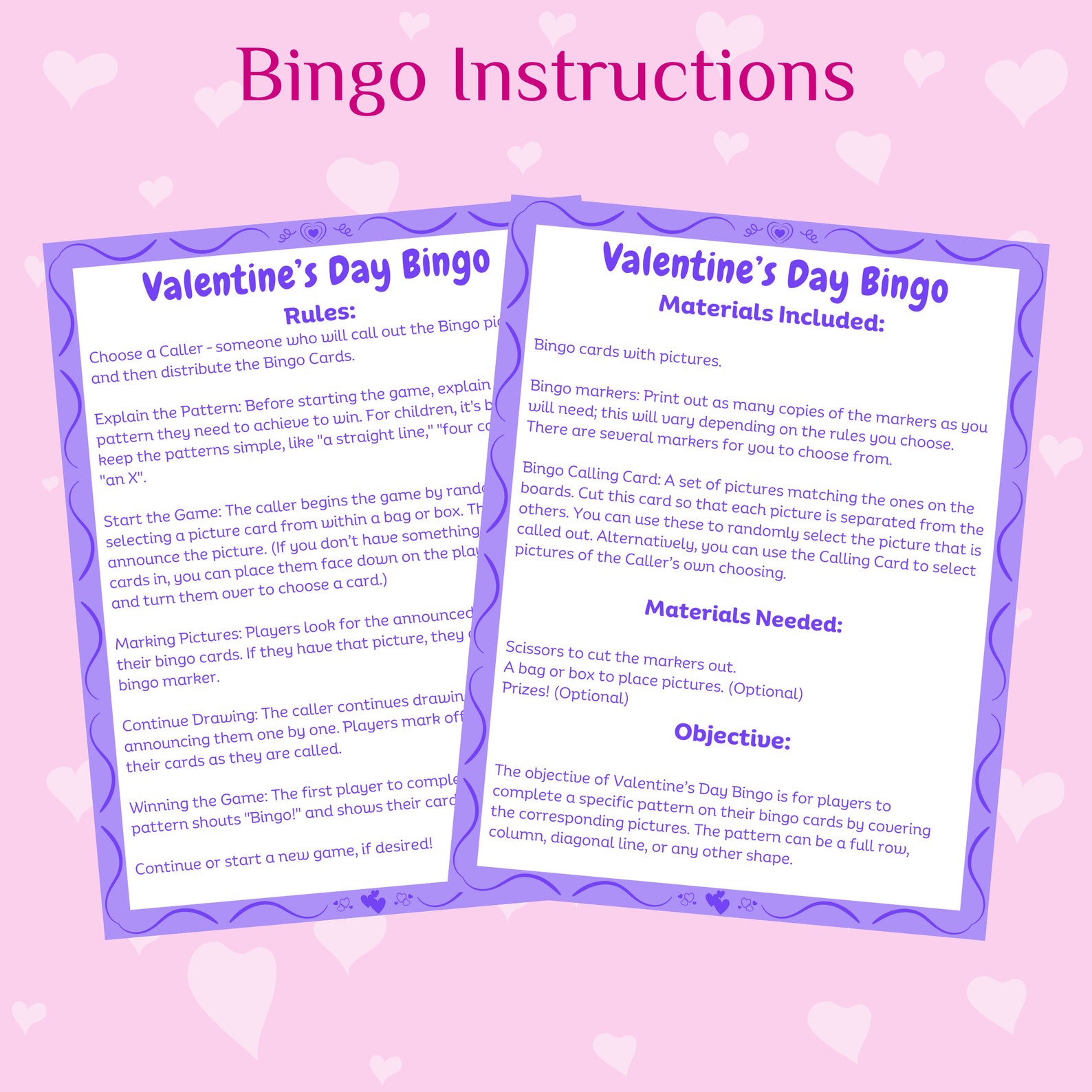 Valentine's Day Bingo Game, 30 Printable Cards, Valentines Day Game for ...