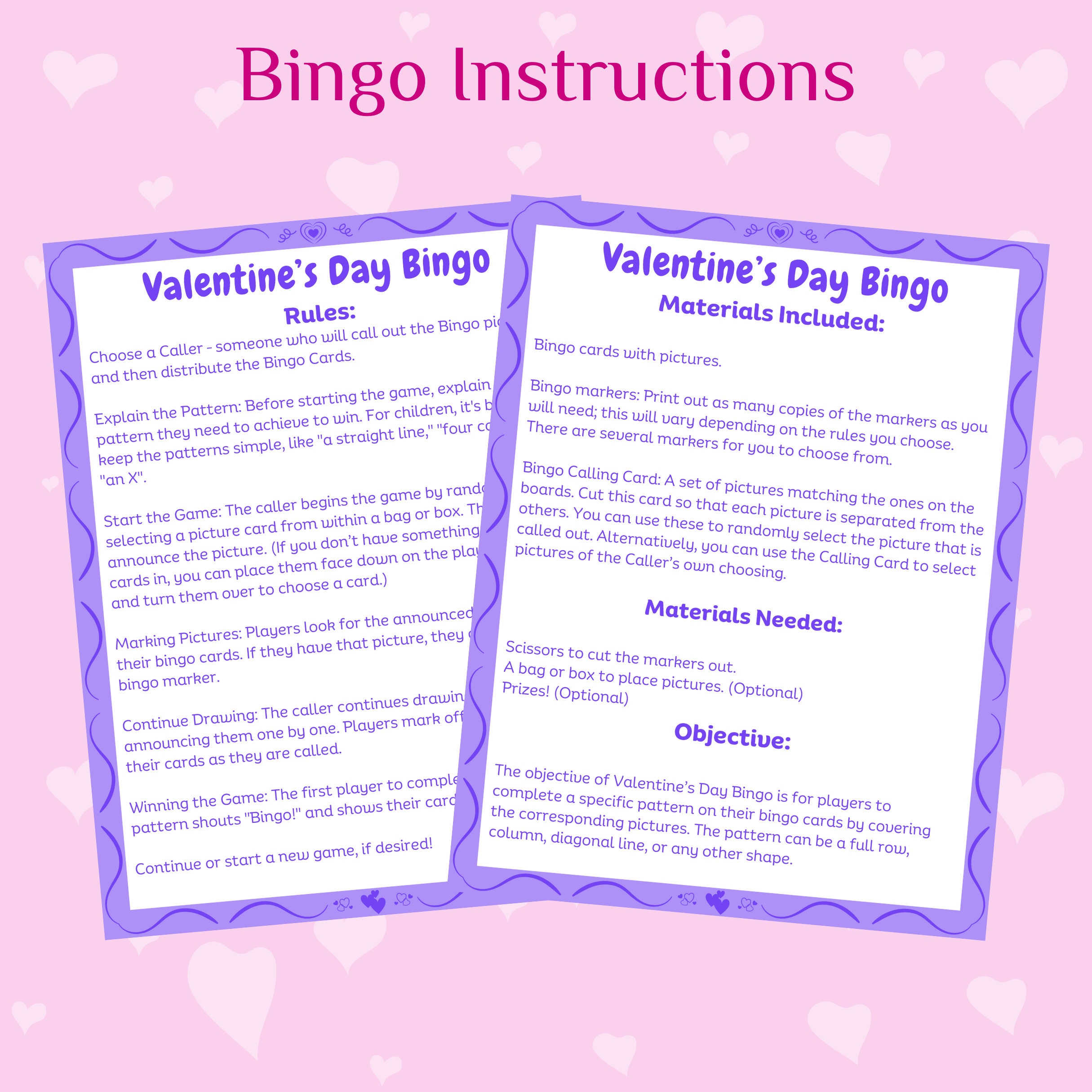 Valentine's Day Bingo Game, 30 Printable Cards, Valentines Day Game for ...