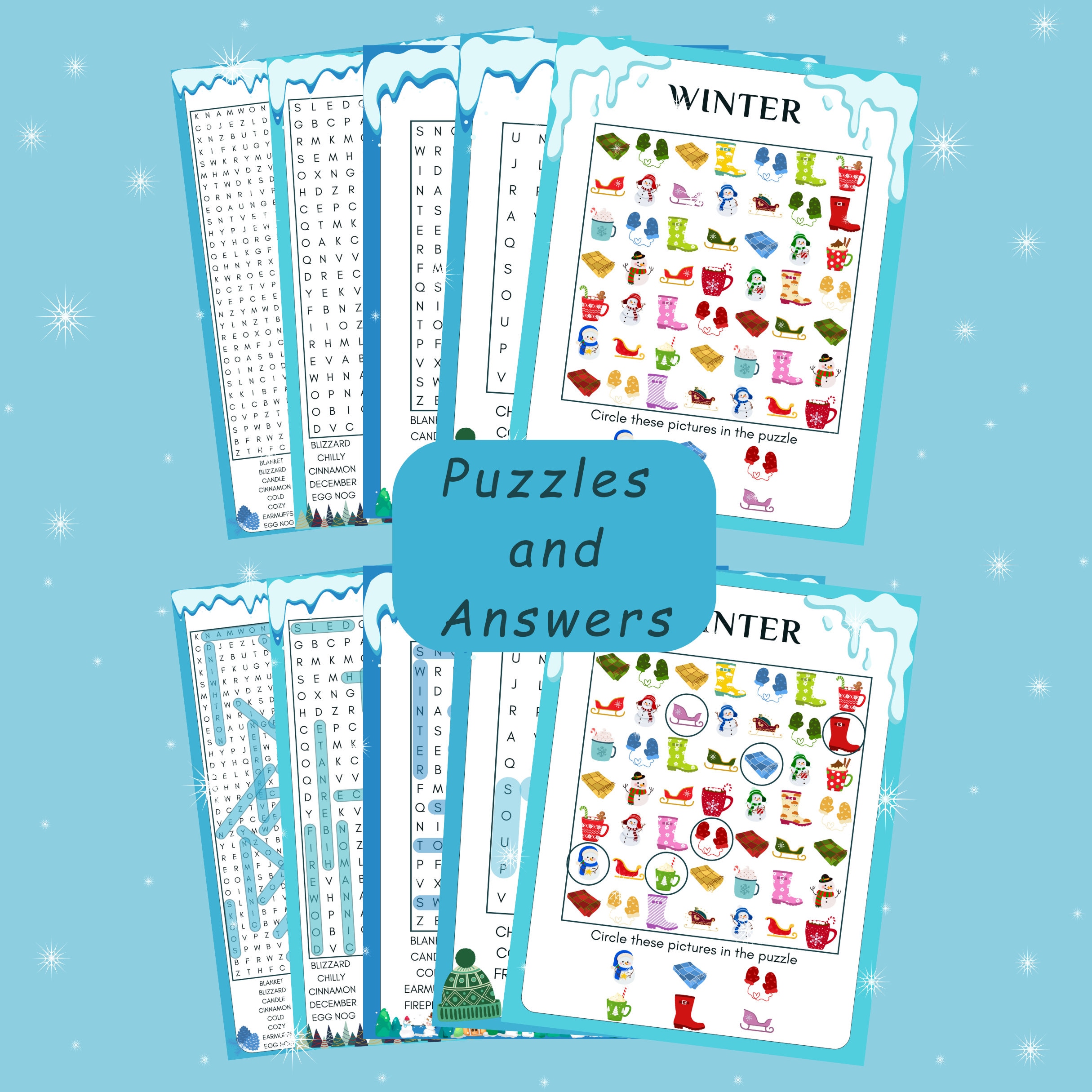 Winter Word Search Bundle, Printable Digital Download for Winter ...