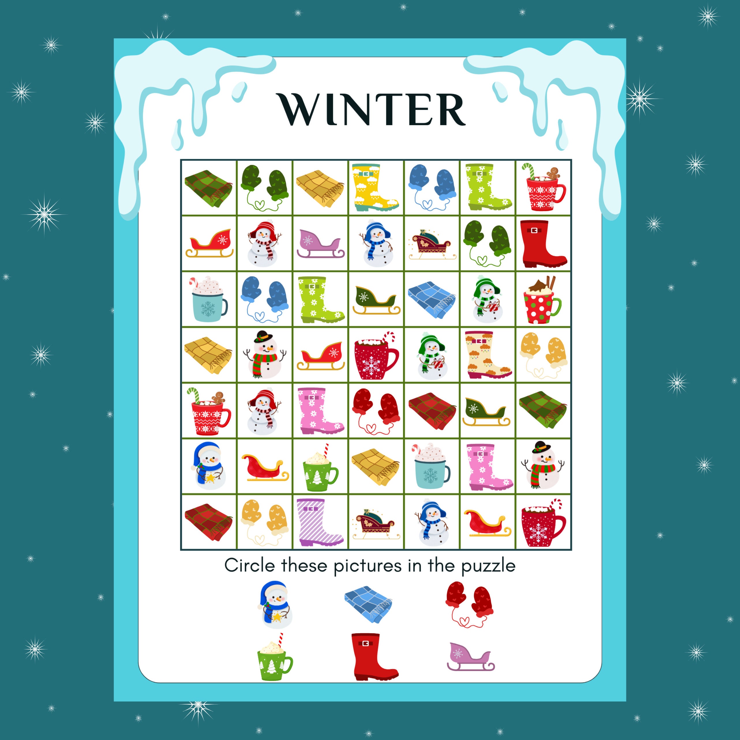 Christmas and Winter Word Search Bundle, Printable Digital Download for ...