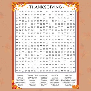 Thanksgiving Word Search Bundle, Printable Digital Download for ...