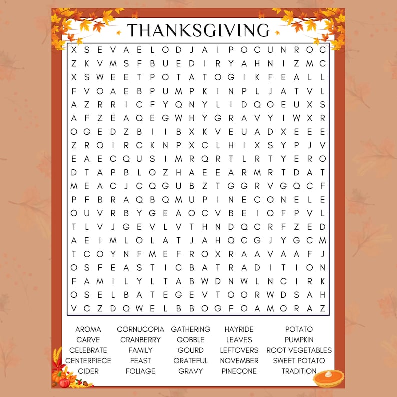 Thanksgiving Word Search Bundle, Printable Digital Download for ...