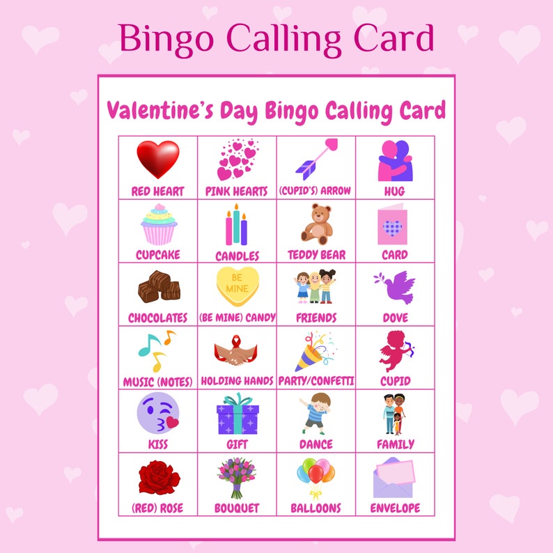 Valentine's Day Bingo Game, 30 Printable Cards, Valentines Day Game for ...