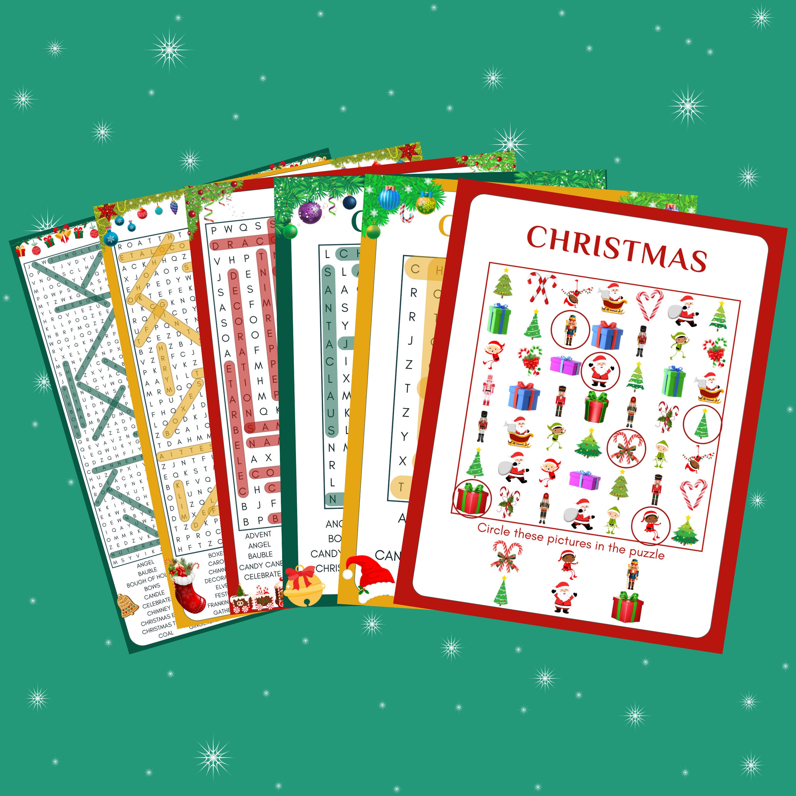 Christmas Word Search Bundle 1, Printable Digital Download for the ...