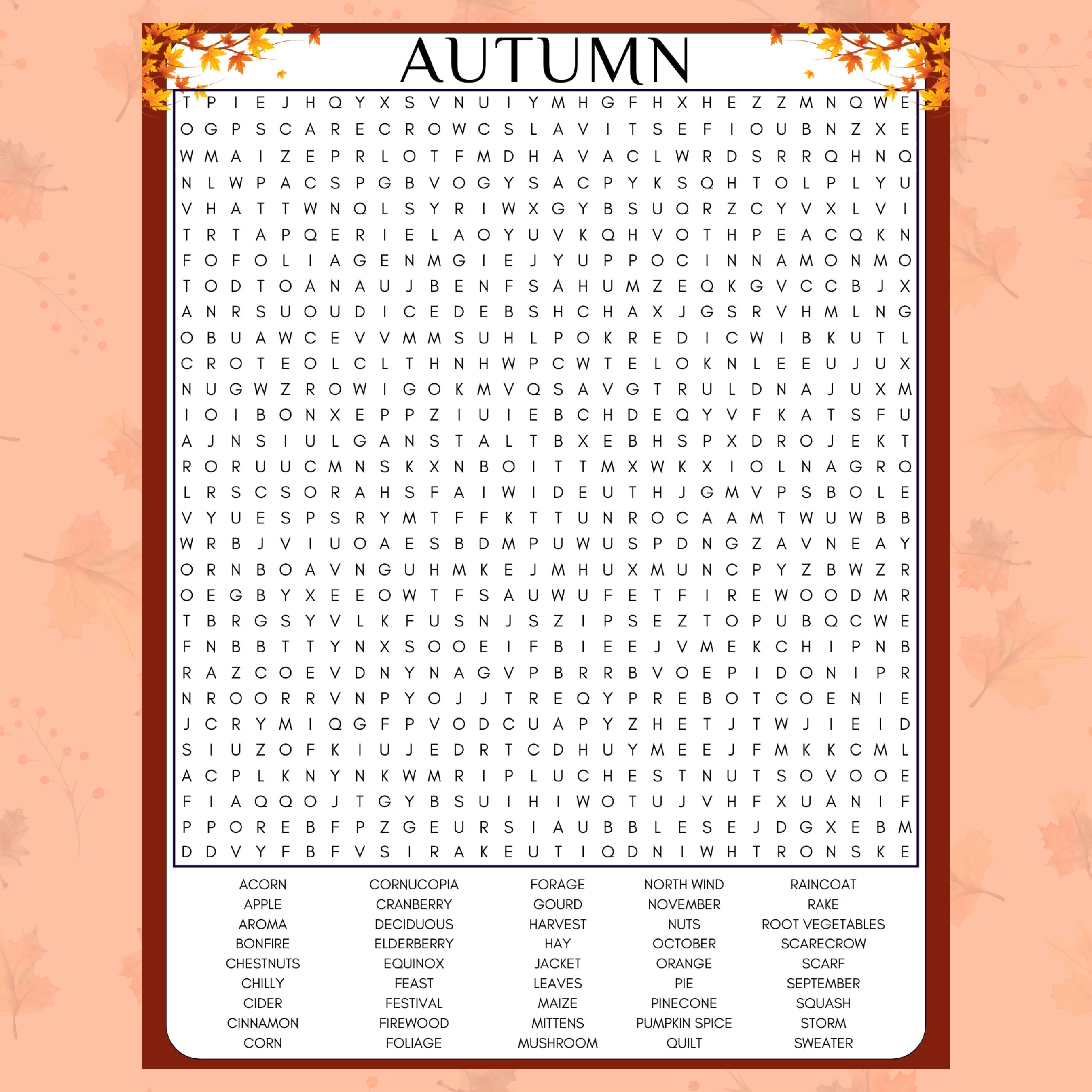 Autumn Word Search Bundle Printable Digital Download for - Etsy