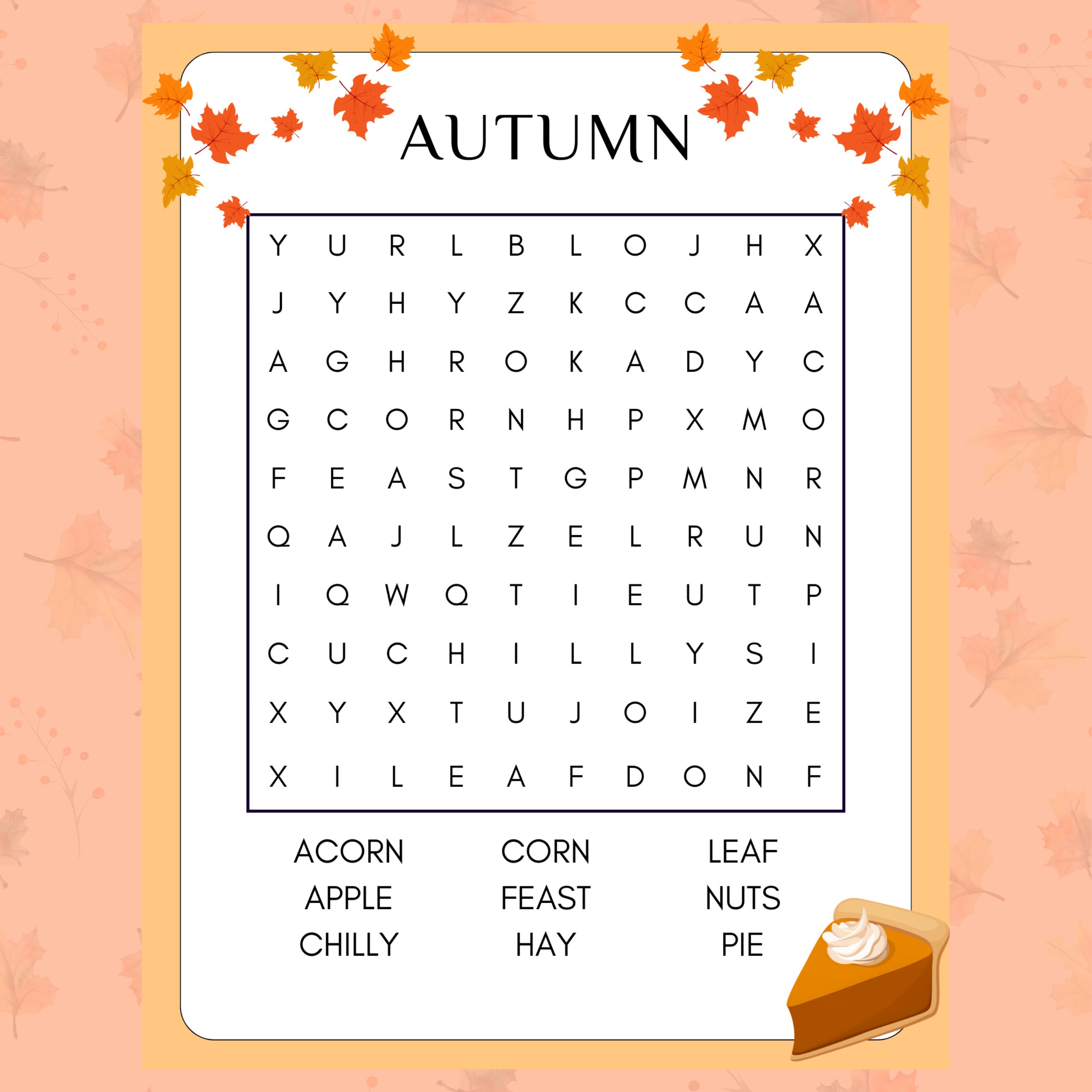 Autumn Word Search Bundle, Printable Digital Download for Fall, Fall ...
