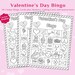Valentine's Day Bingo Coloring Cards, 30 Unique Game Cards to Color ...