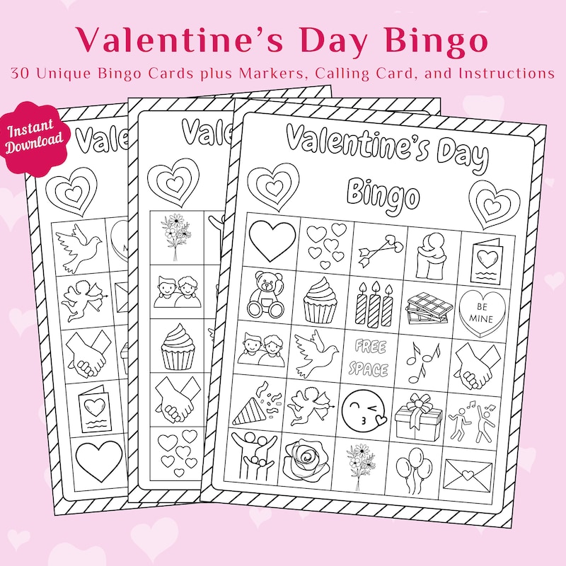 Valentine Bingo Cards - Etsy